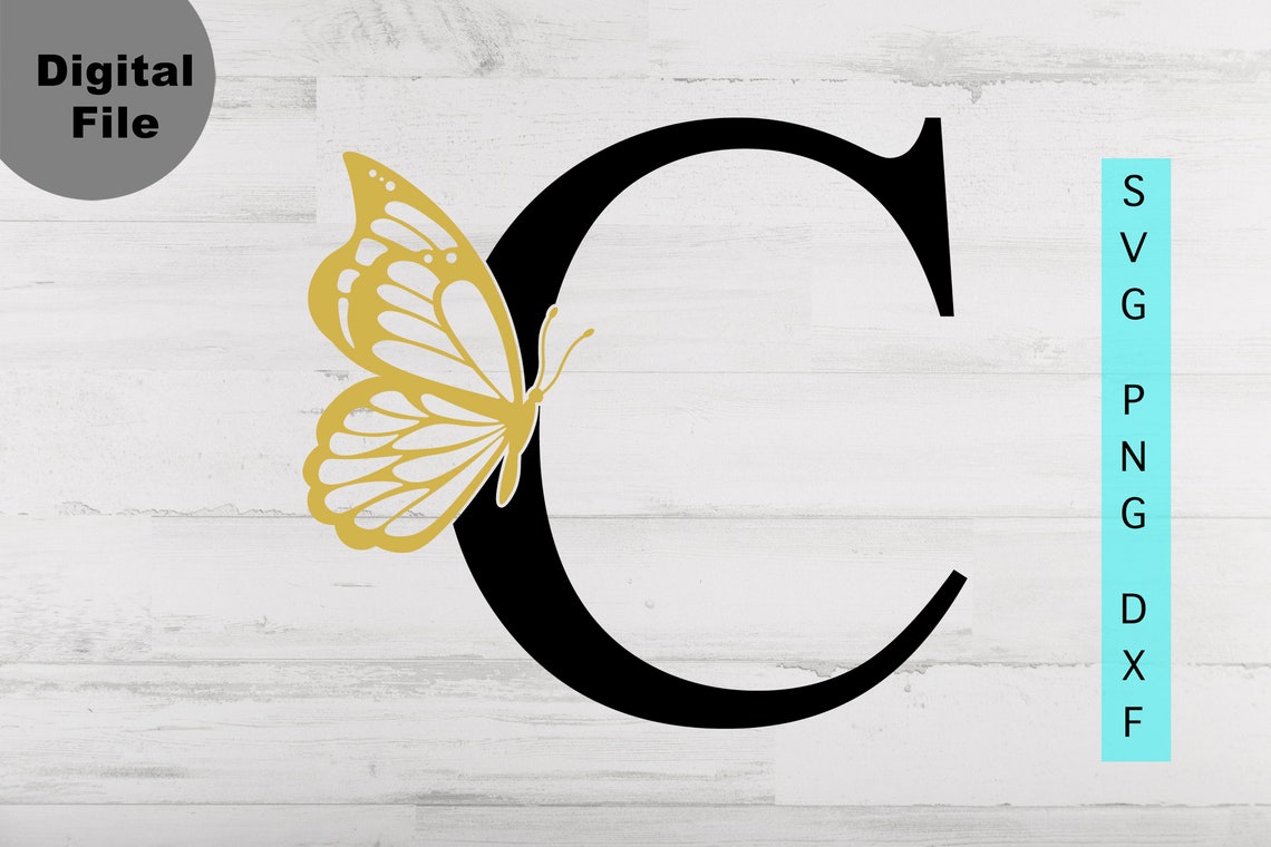 Butterfly Monogram C Frame Svg Keychain Svg Single Alphabet - Etsy