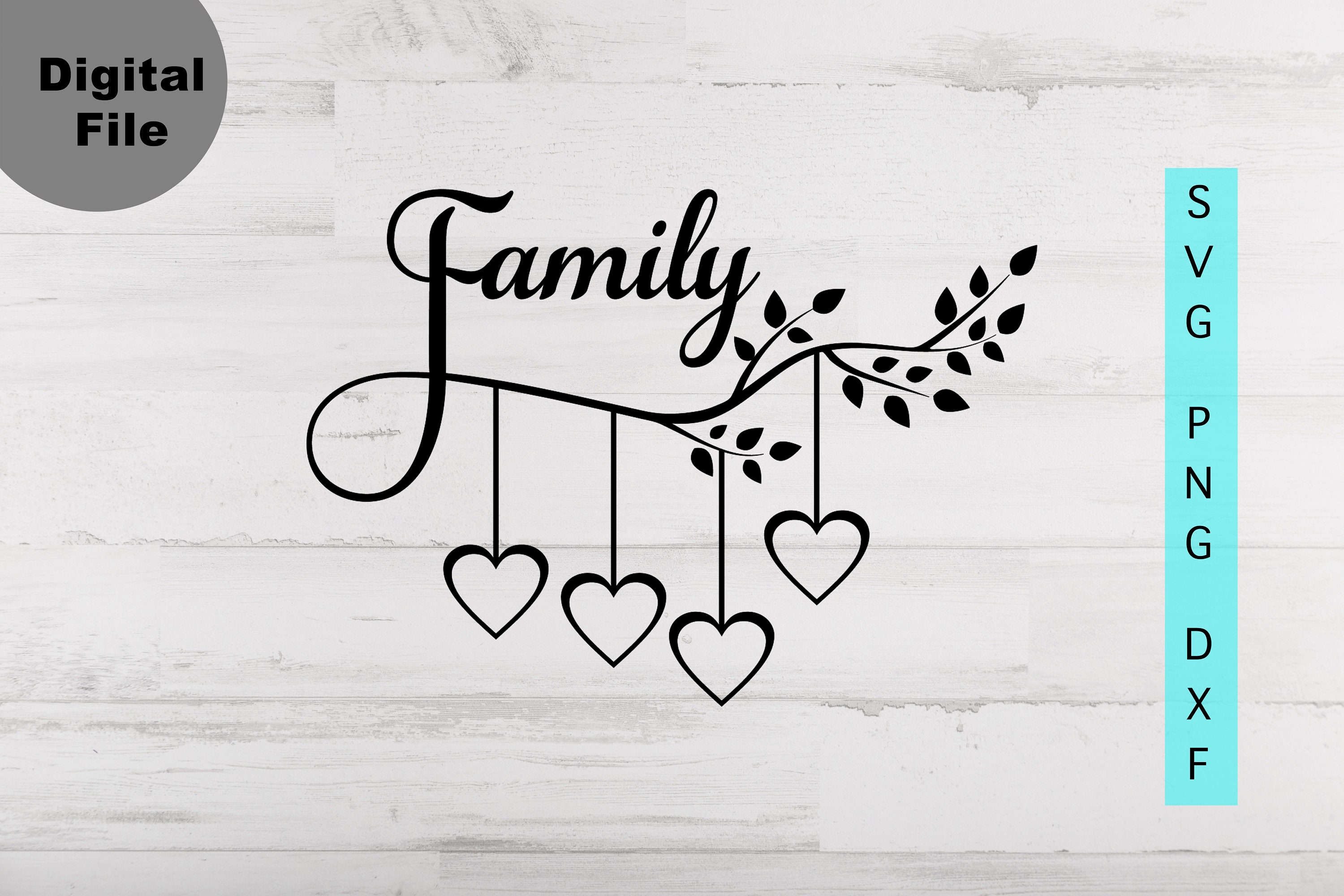 Family Tree 4 Members Svg Family Tree Branch Heart Frame - Etsy UK