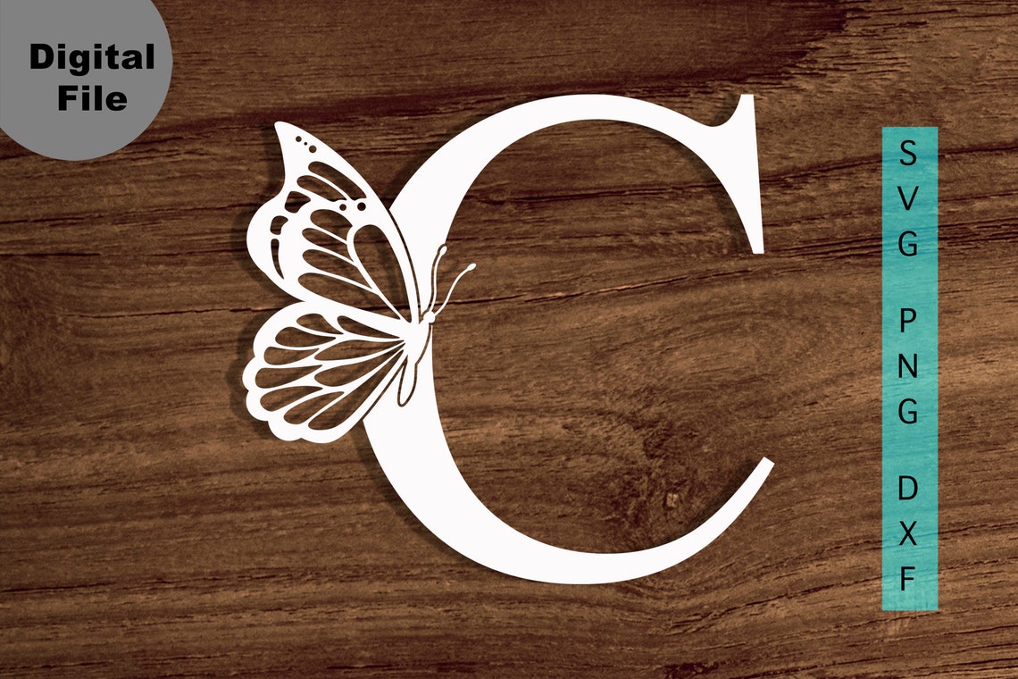 Butterfly Monogram C Frame Svg Keychain Svg Single Alphabet - Etsy