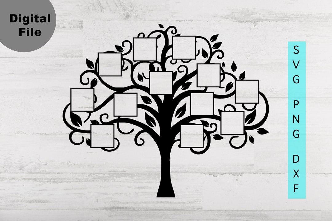 Family Tree 12 Members Svg, Family Tree Square Svg/png/dxf File, Family ...