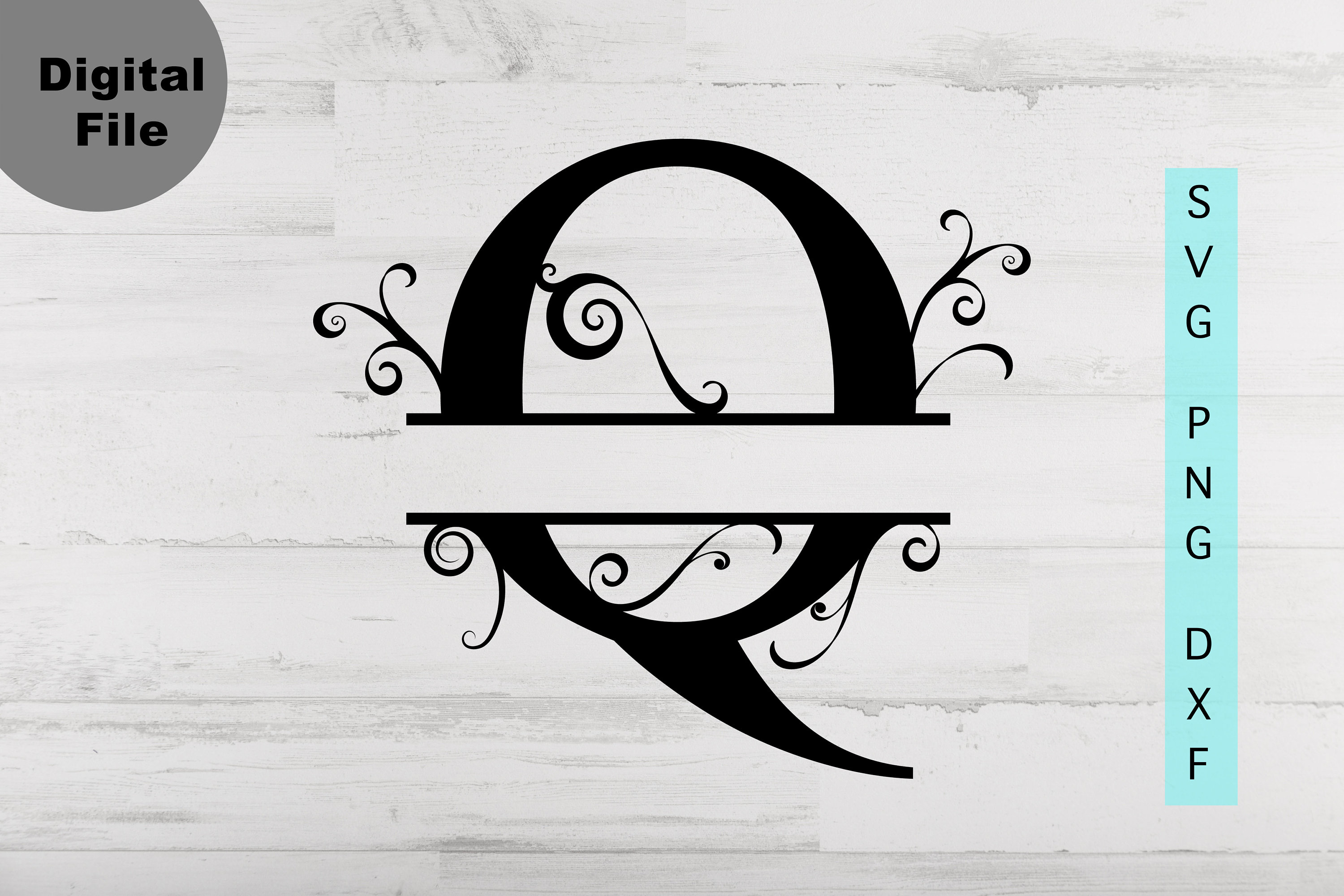 Floral Split Monogram Frame Q Svg Split Letter Q Svg/png/dxf | Etsy