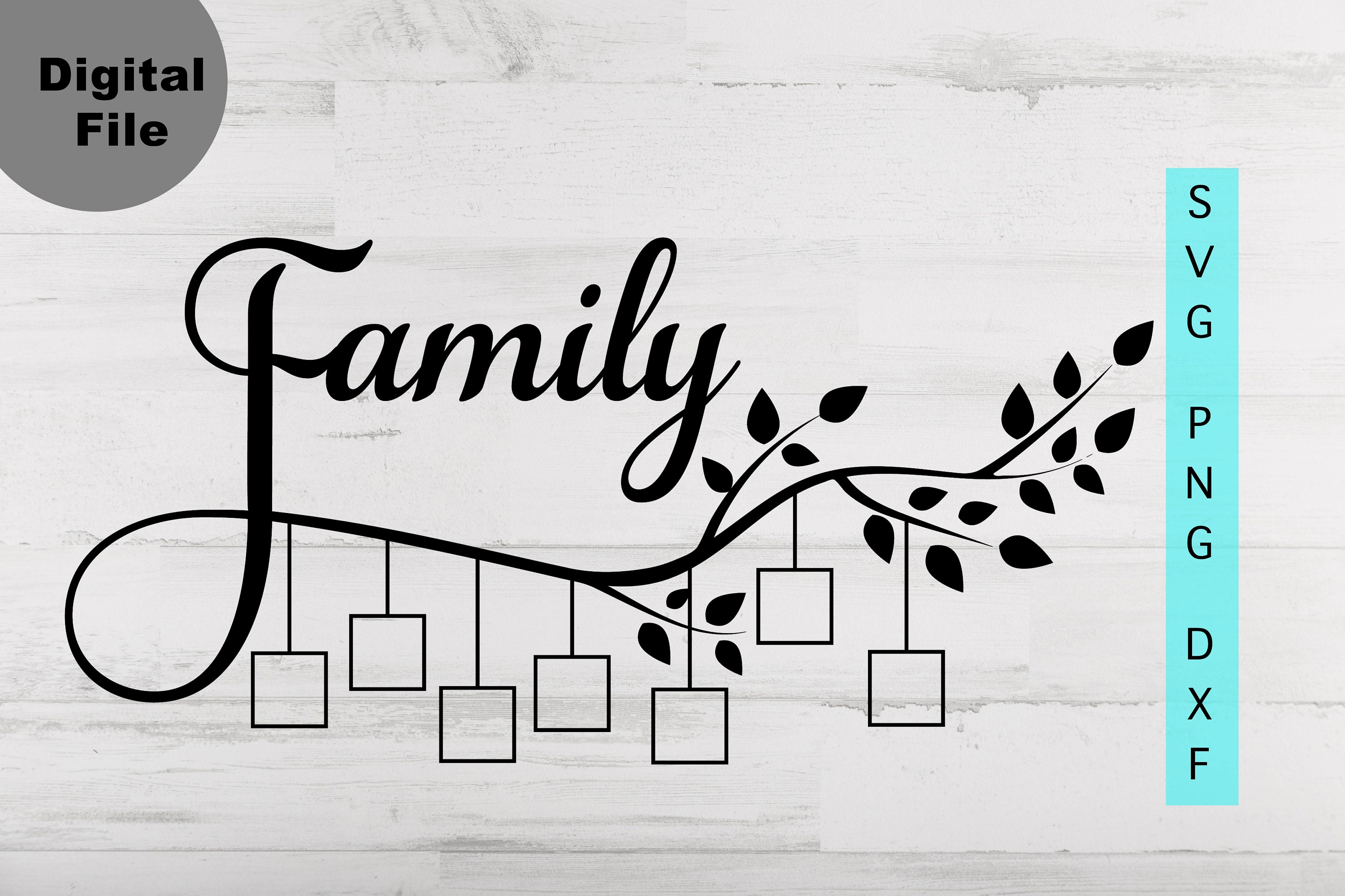 Family Tree 7 Members Svg Family Tree Branch Square Frame - Etsy Denmark