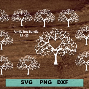 Family Tree 15-25 Members Svg Bundle, Family Heart Tree Svg/png.dxf ...