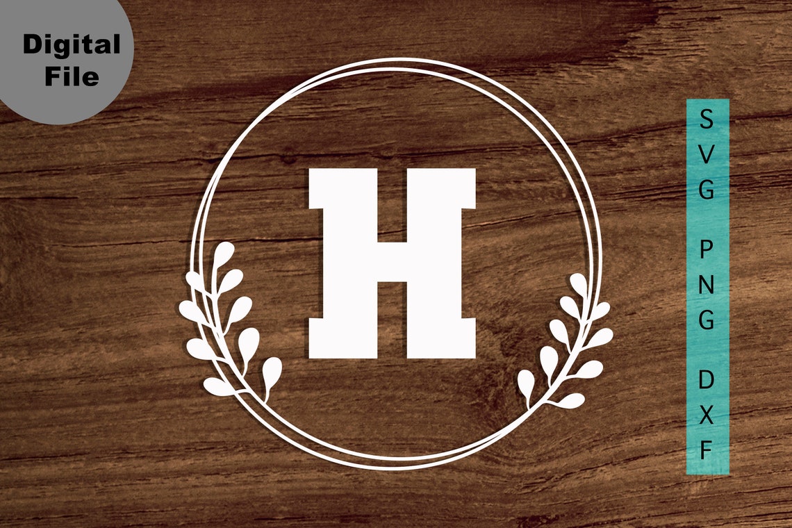 H Letter Monogram Circle Frame Svg Wreath Frame Svg Single - Etsy