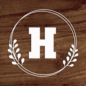 H Letter Monogram Circle Frame Svg, Wreath Frame Svg, Single Alphabet H ...