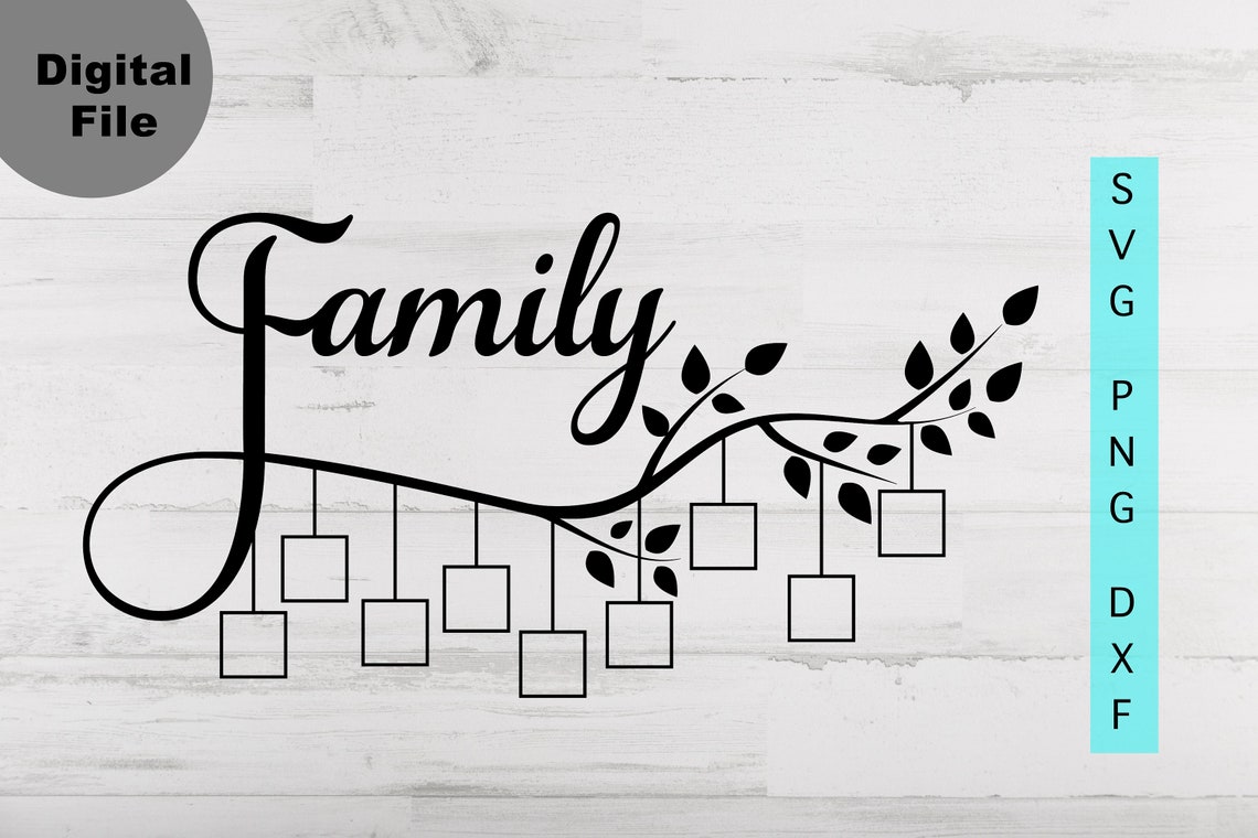 Family Tree 9 Members Svg Family Tree Branch Square Frame | Etsy