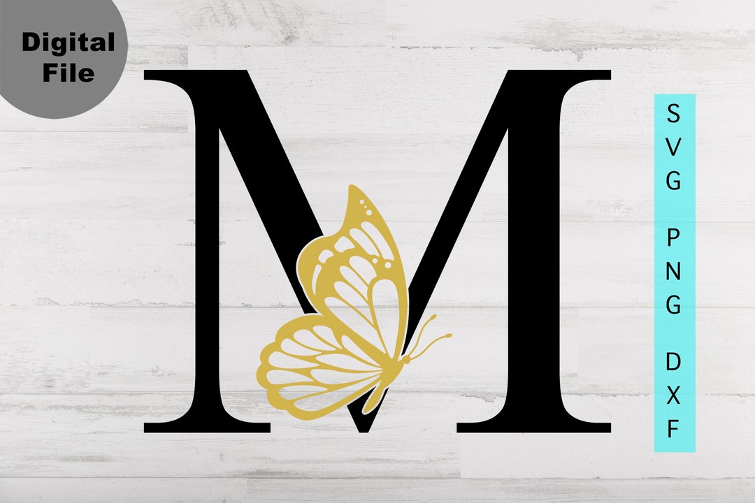 Butterfly Monogram M Frame Svg, Keychain Svg, Single Alphabet With ...