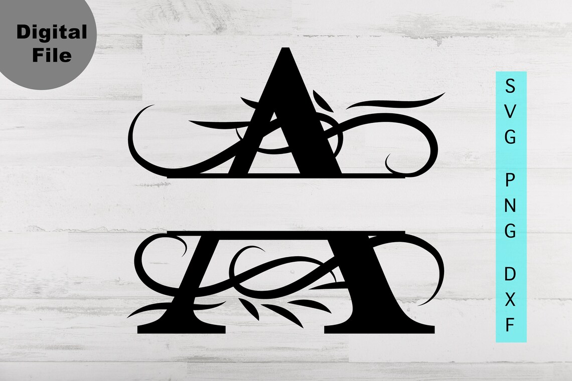 Split Letter A SVG/PNG/DXF Swirls Alphabet A Monogram Frame | Etsy