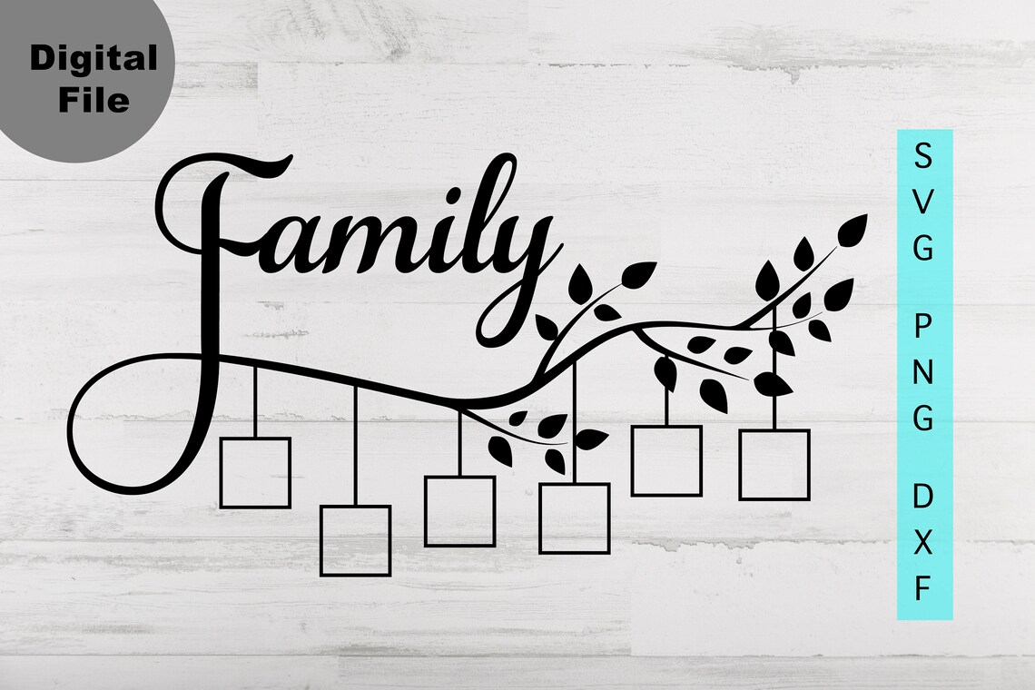 Family Tree 6 Members Svg Family Tree Branch Square Frame - Etsy