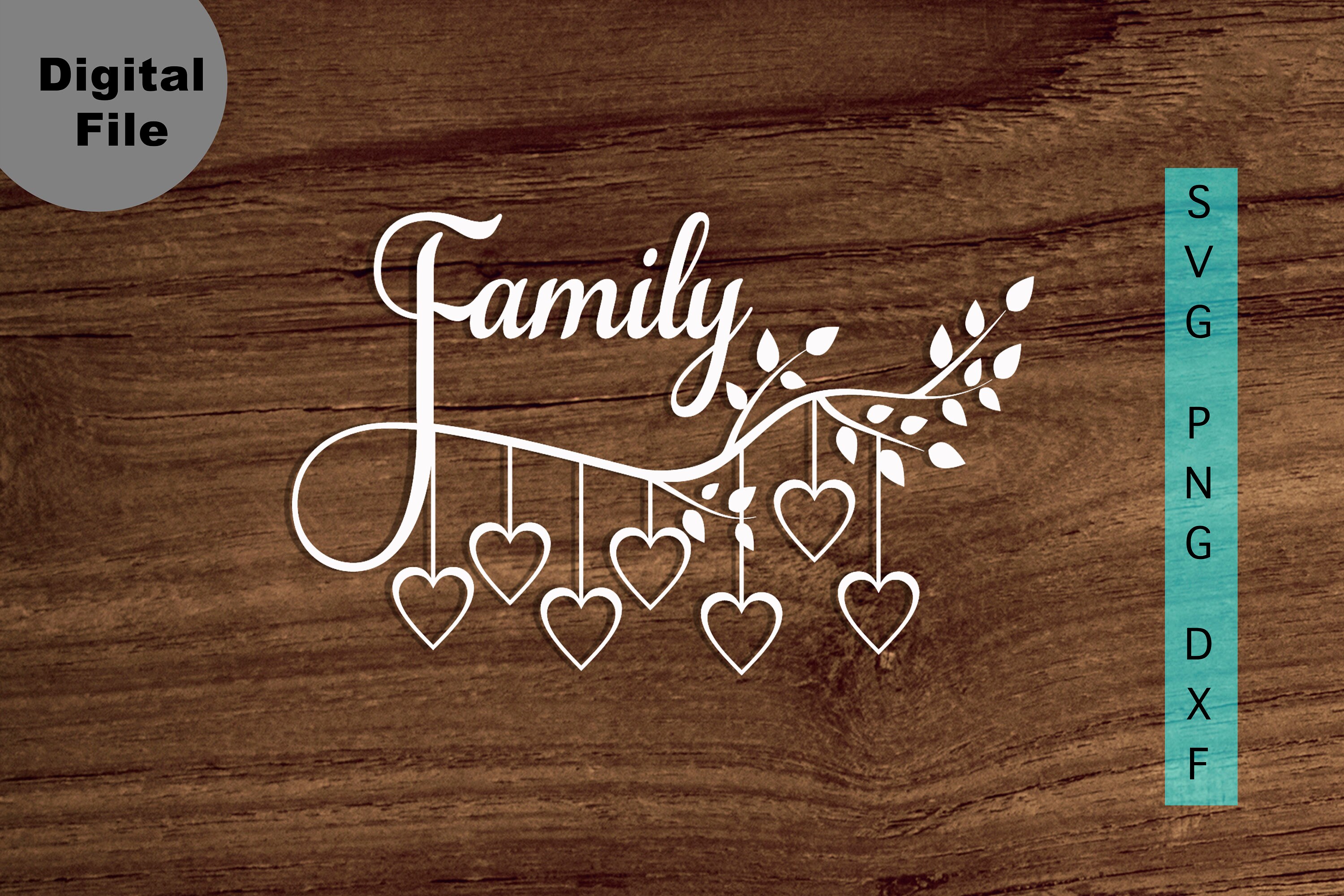 Family Tree 7 Members Svg, Family Tree Branch Heart Frame Svg/png/dxf ...