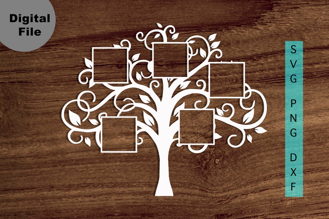 Family Tree 5 Members Svg, Family Tree Square Svg/png/dxf File, Family ...