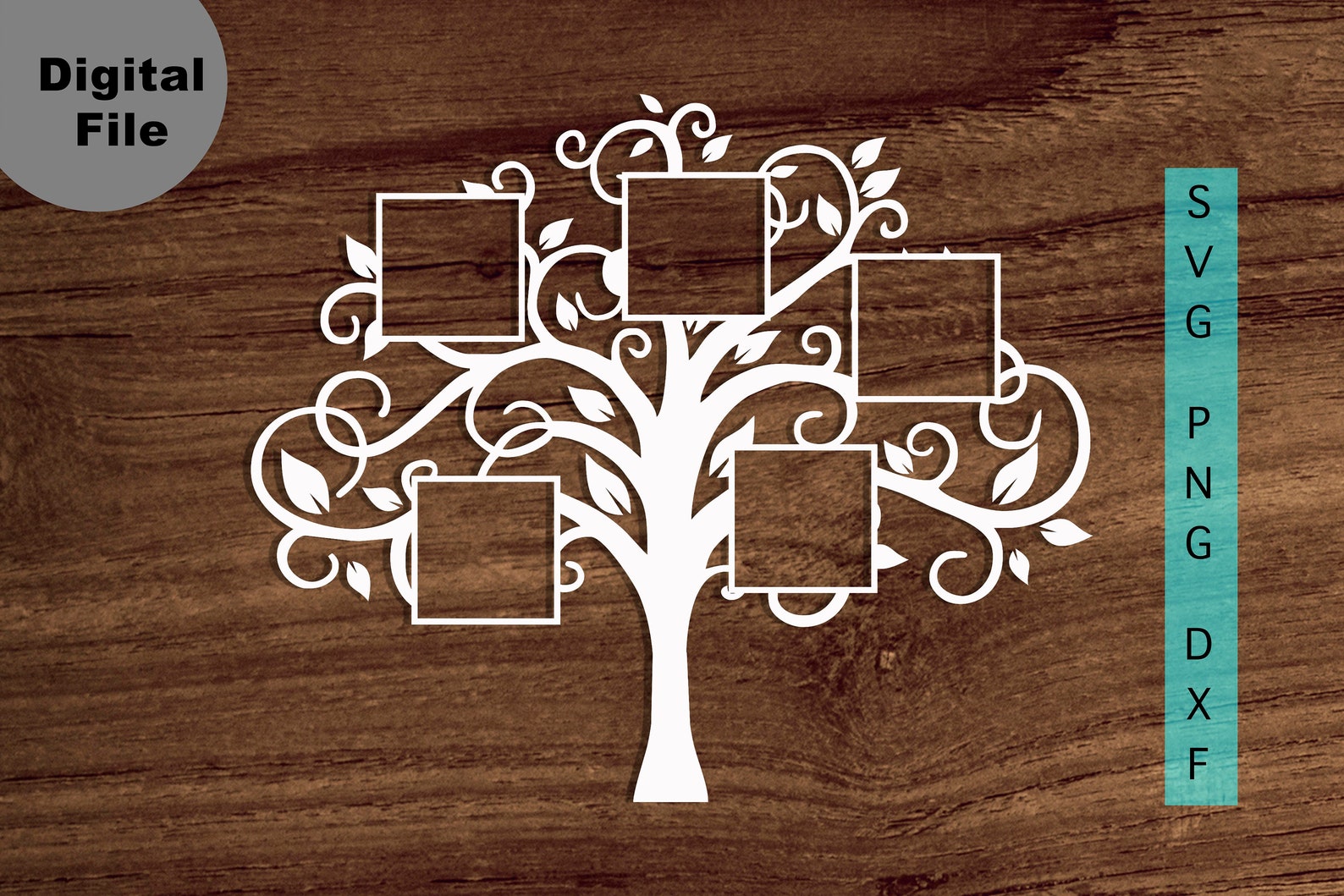 Family Tree 5 Members Svg Family Tree Square Svg/png/dxf - Etsy