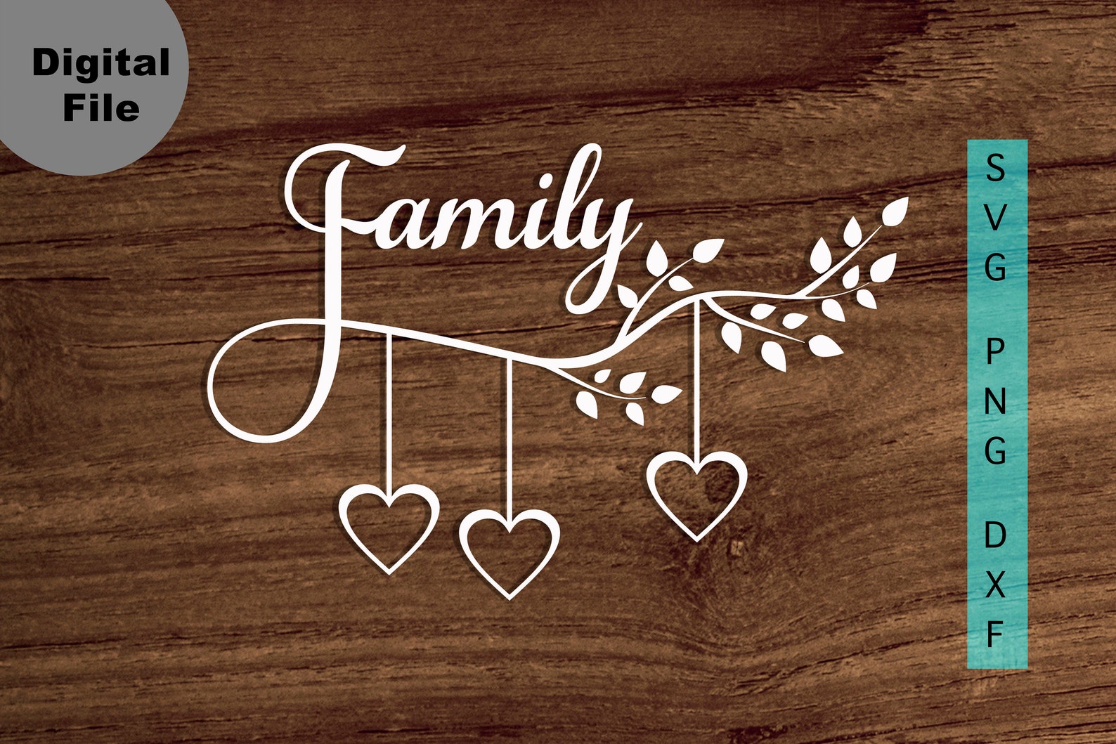 Family Tree 3 Members Svg Family Tree Branch Heart Frame - Etsy