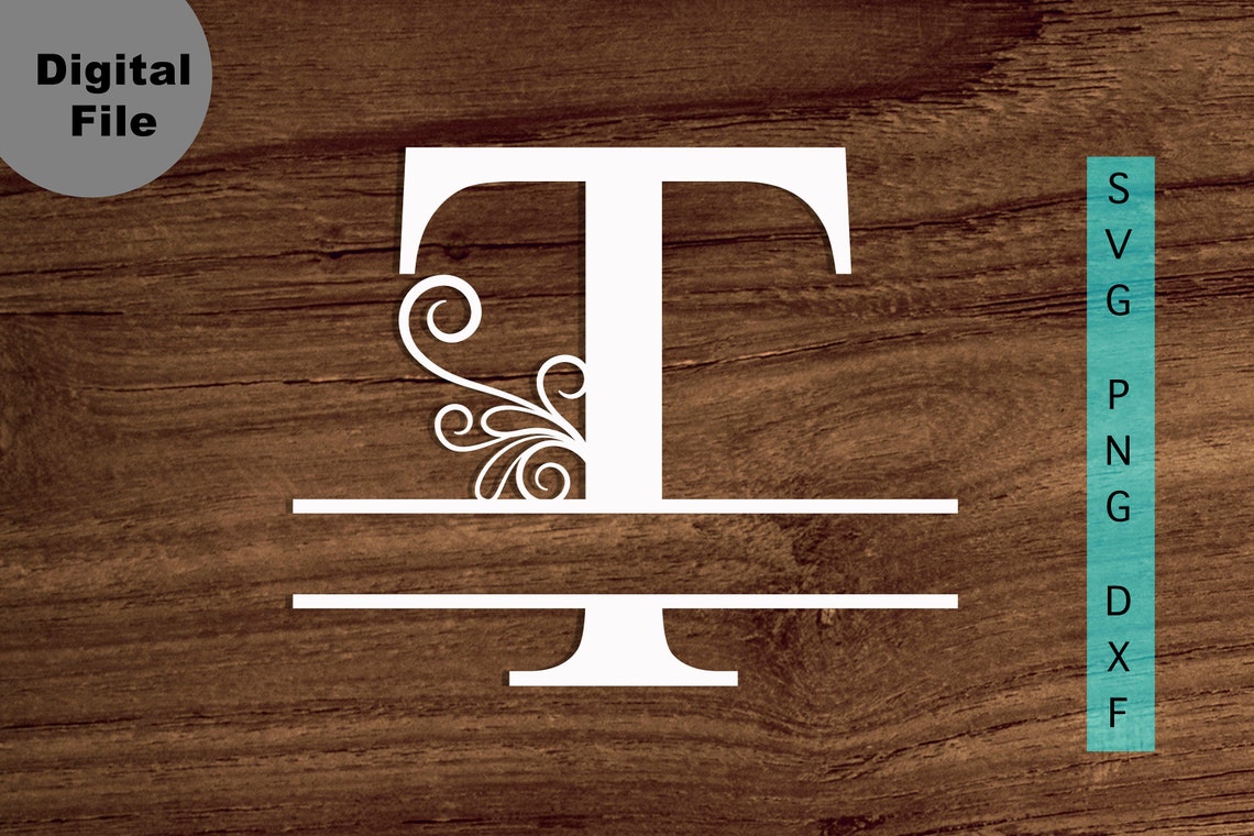 Split Letter T SVG/PNG/DXF Alphabet T Monogram Frame Instant - Etsy