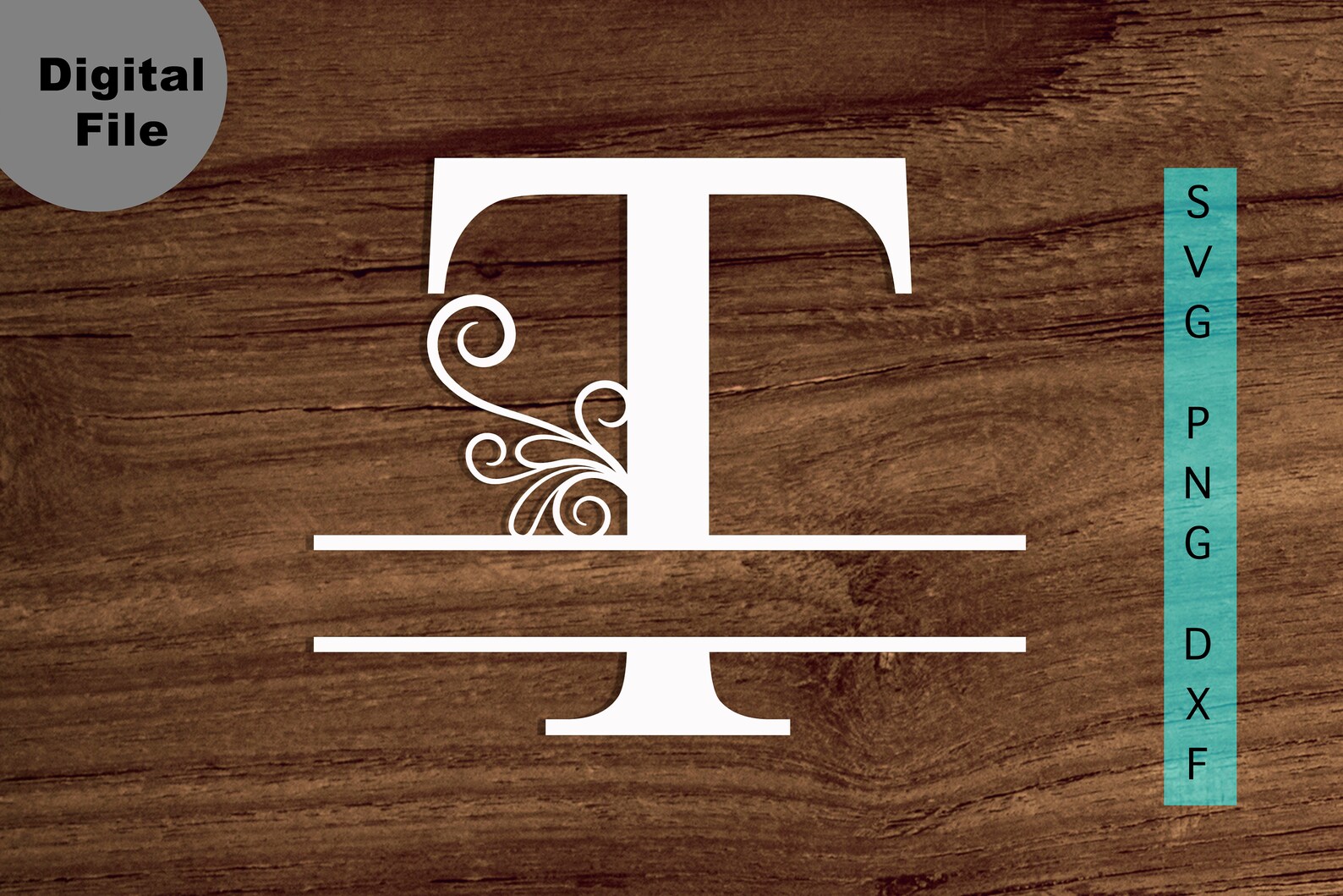 Split Letter T SVG/PNG/DXF Alphabet T Monogram Frame Instant - Etsy