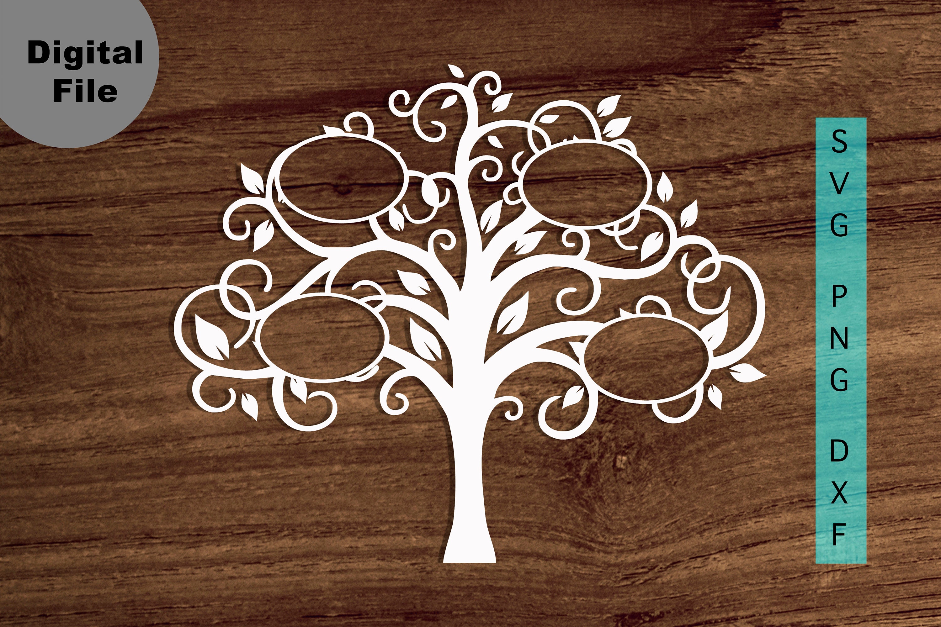 Family Tree 4 Members Svg, Family Tree Oval Frame Svg/png.dxf File ...