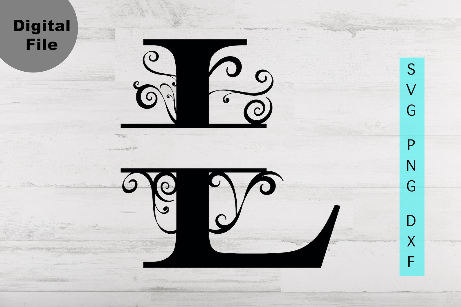 Floral Split Monogram Frame L Svg Split Letter L Svg/png/dxf - Etsy