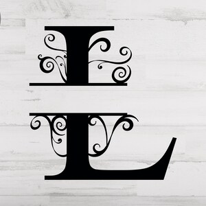 Floral Split Monogram Frame L Svg, Split Letter L Svg/png/dxf File ...