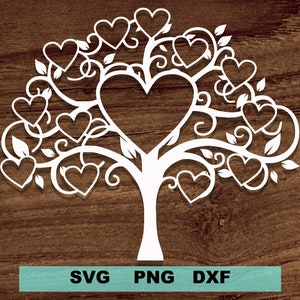 Family Tree 13 Members Svg, Family Heart Tree Svg/png.dxf File, Family ...