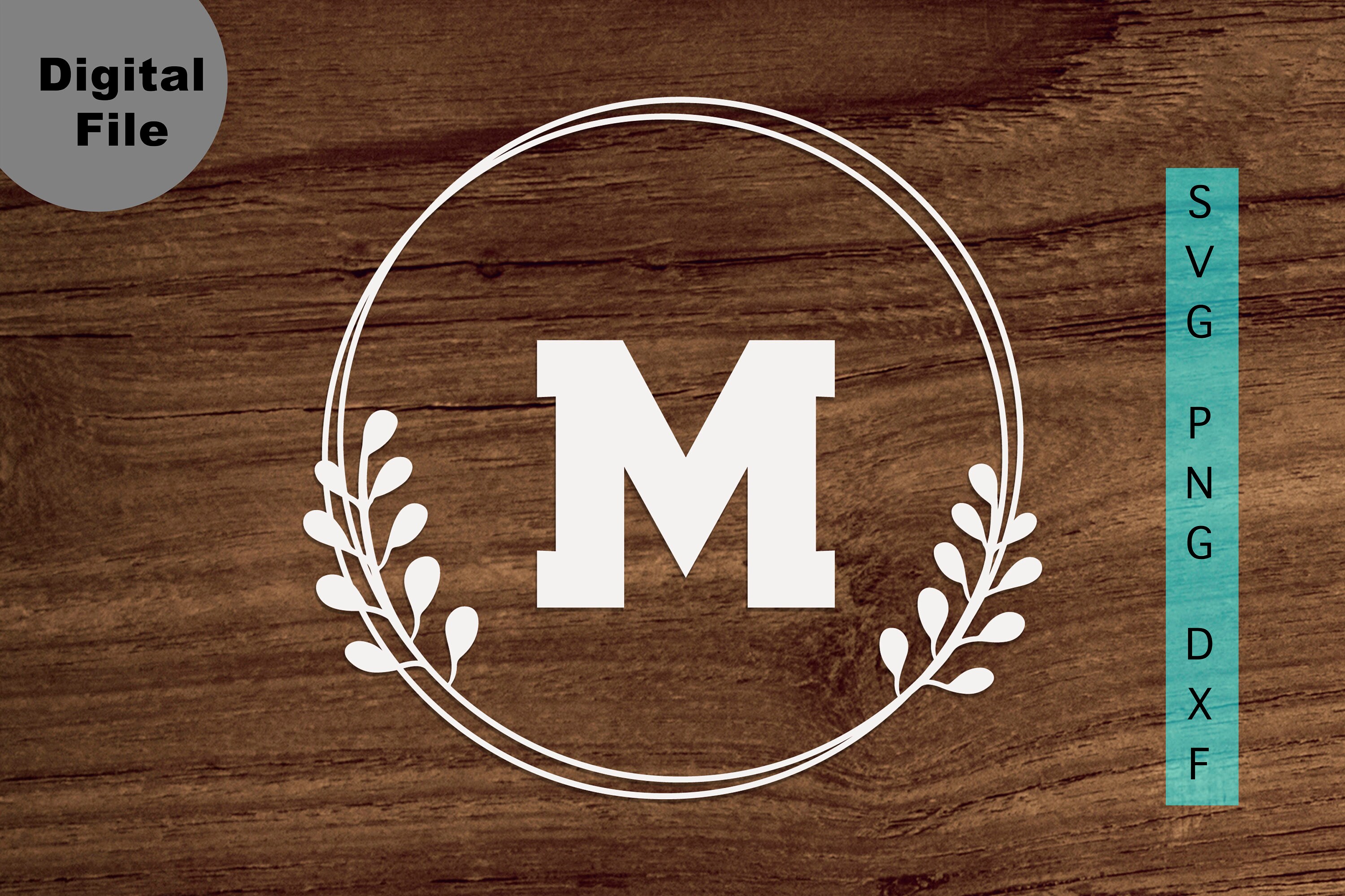 Wreath Monogram Frame Svg, Monogram Circle Frame Svg, Single Alphabet M ...