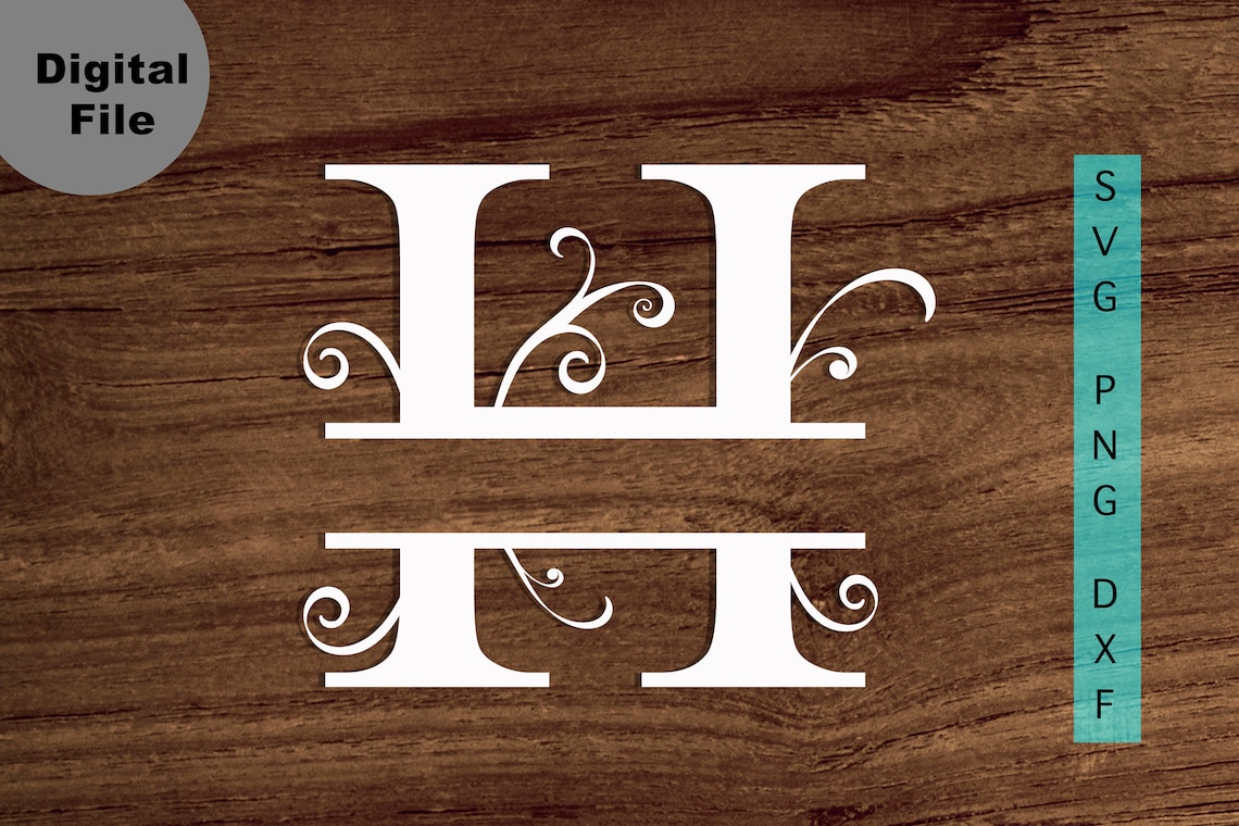 Floral Split Monogram Frame H Svg Split Letter H Svg/png/dxf - Etsy