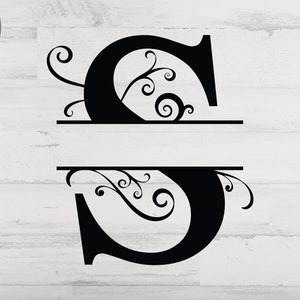 Floral Split Monogram Frame S Svg, Split Letter S Svg/png/dxf File ...