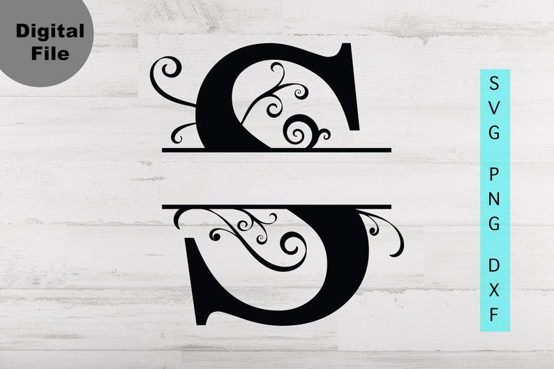Floral Split Monogram Frame S Svg, Split Letter S Svg/png/dxf File ...