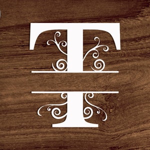 Floral Split Monogram Frame T Svg, Split Letter T Svg/png/dxf File ...