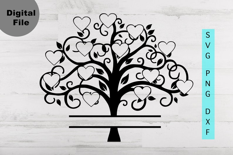 Family Tree 13 Members Svg, Family Heart Tree Svg/png.dxf File, Family ...