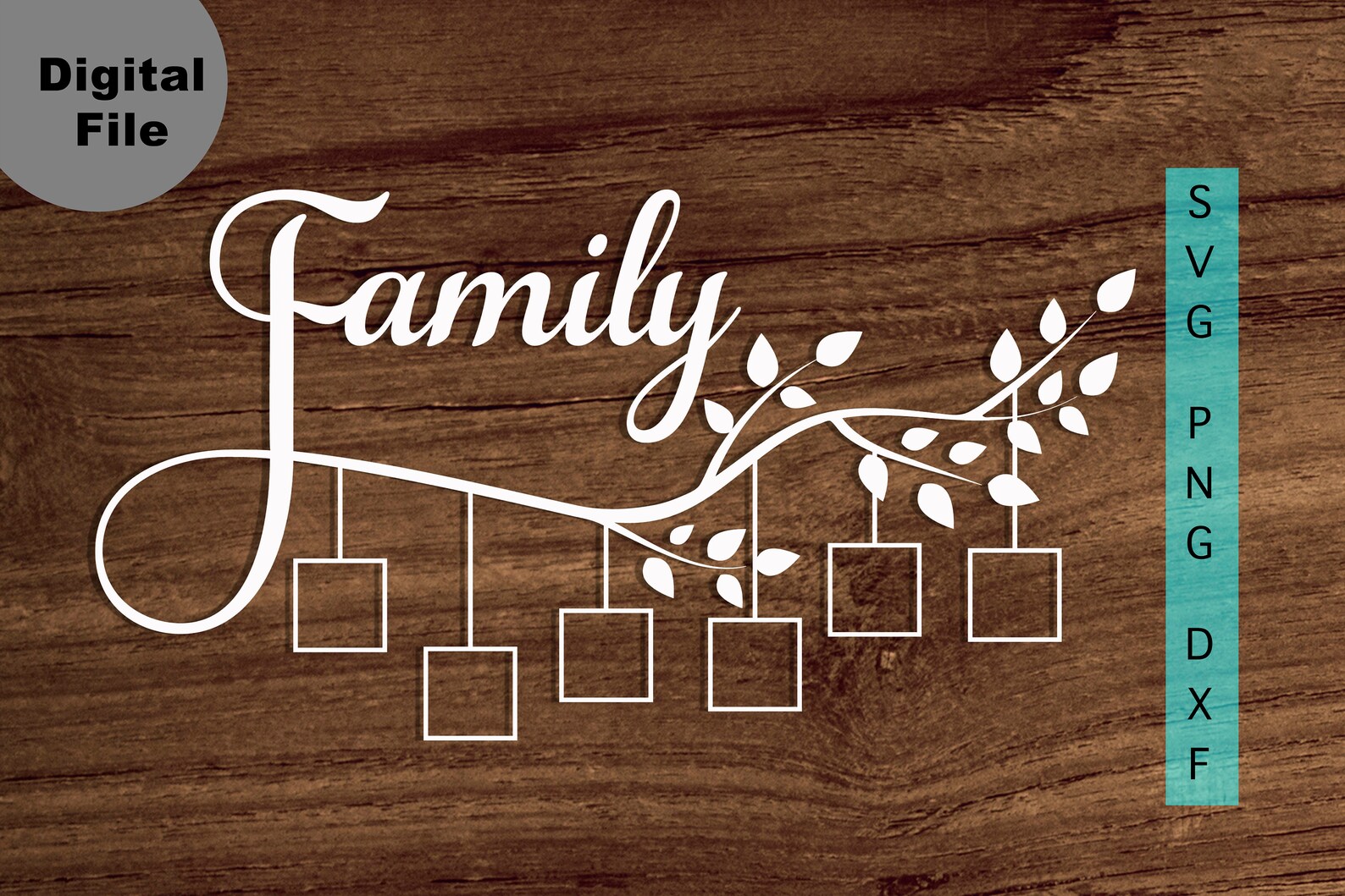 Family Tree 6 Members Svg Family Tree Branch Square Frame | Etsy