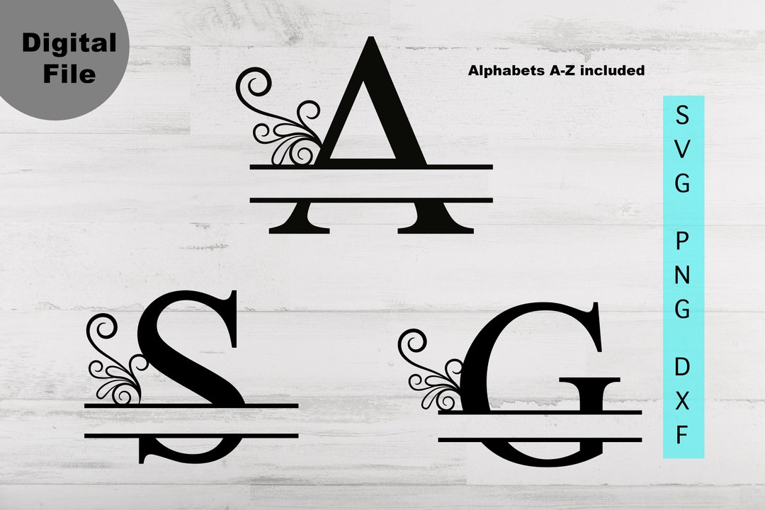 Floral Split Monogram Frame Svg Split Alphabet Letters Svg Png Dxf