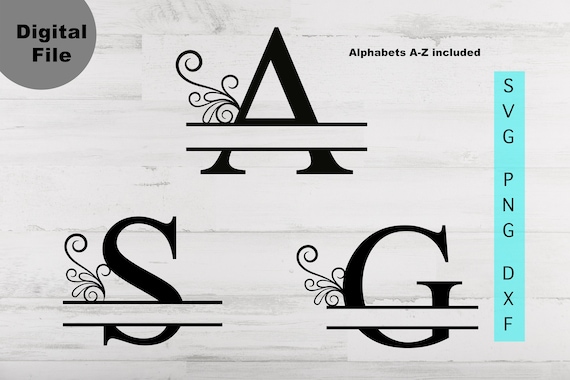 Floral Split Monogram Frame Svg Split Alphabet Letters | Etsy