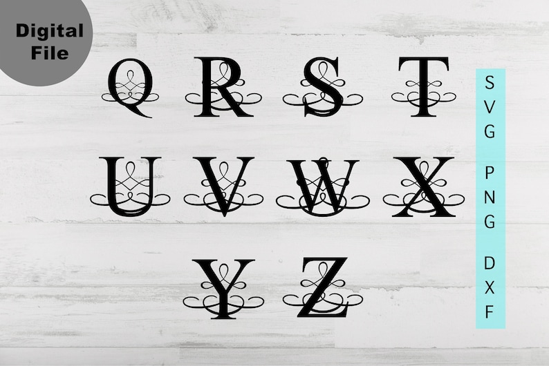 Monogram Svg, Fancy Alphabet Letters Svg/png/dxf Cut Files, Alphabets ...