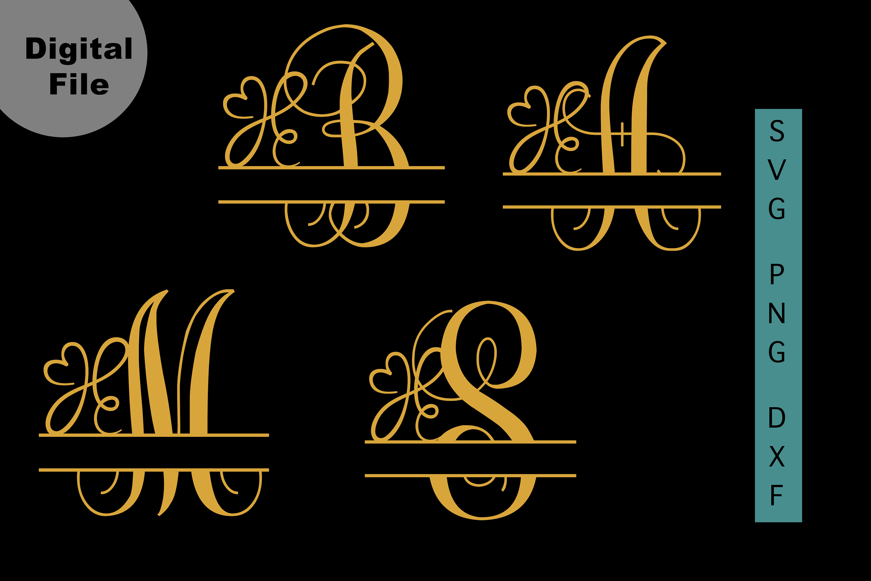 Split Monogram Frame Svg Split Letter Valentine Svg/png/dxf - Etsy