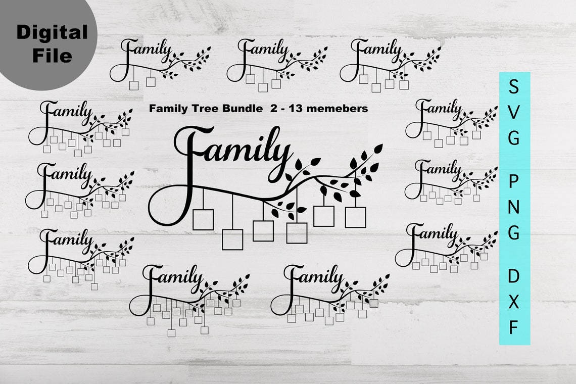 Family Tree Branch 2 - 13 Members Svg Bundle, Family Tree Svg/png.dxf ...
