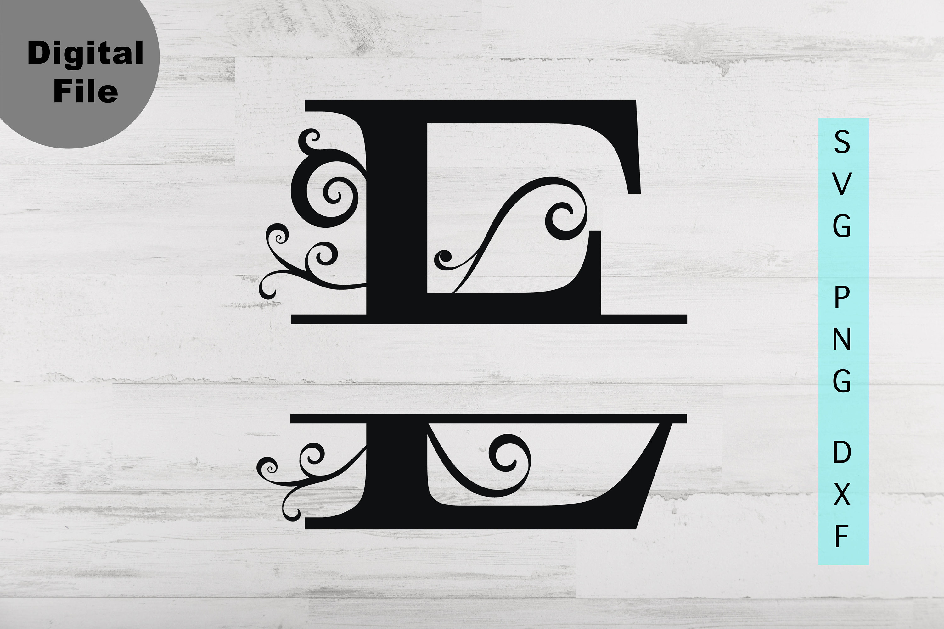 Floral Split Monogram Frame E Svg Split Letter E Svg/png.dxf | Etsy