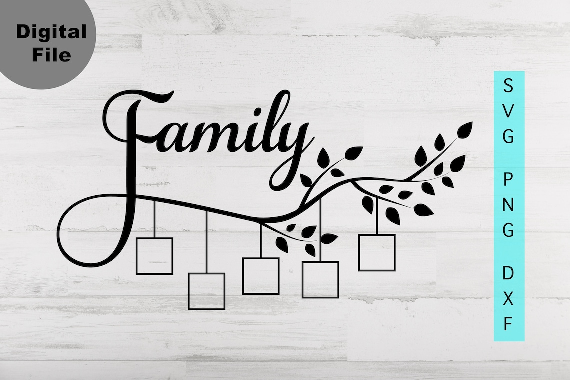 Family Tree 5 Members Svg Family Tree Branch Square Frame - Etsy