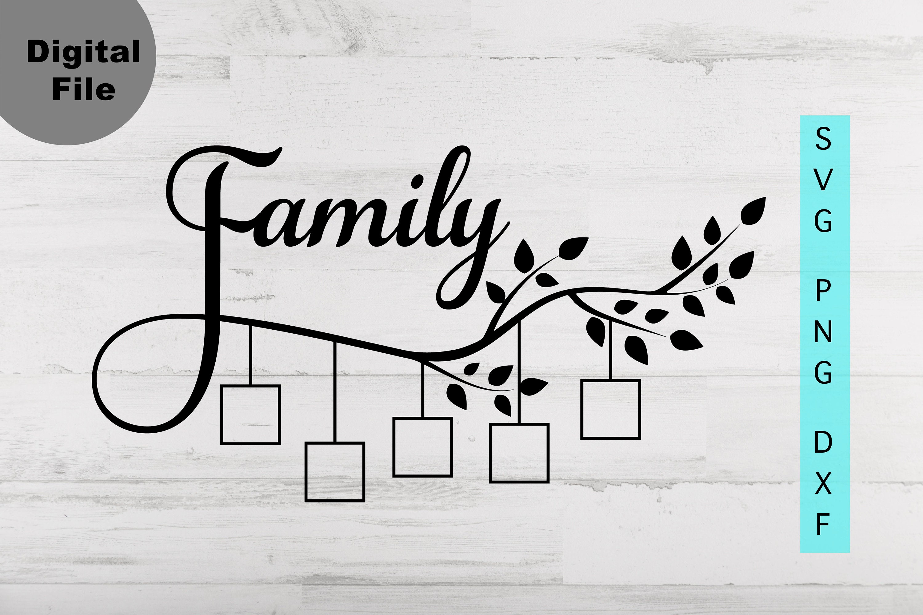 Family Tree 5 Members Svg Family Tree Branch Square Frame - Etsy Canada