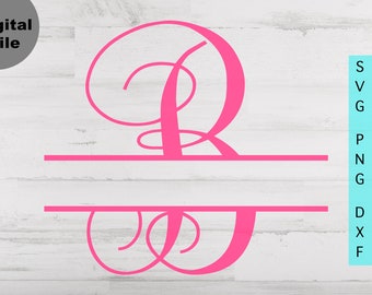 Split Letter Monogram Frame Svg, Fancy Script Alphabet Frame Monogram ...