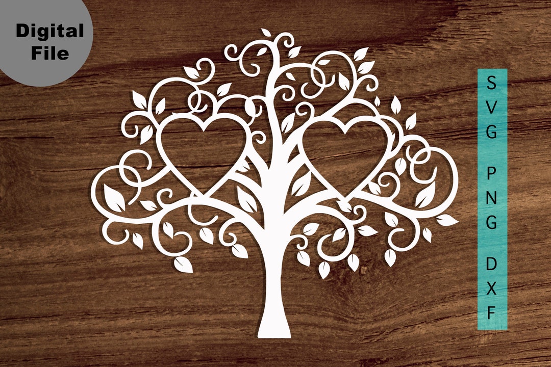 Family Tree 2 Members Svg, Family Heart Tree Svg/png/dxf File, Family ...