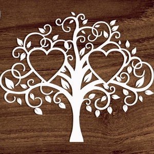 Family Tree 2 Members Svg, Family Heart Tree Svg/png/dxf File, Family ...
