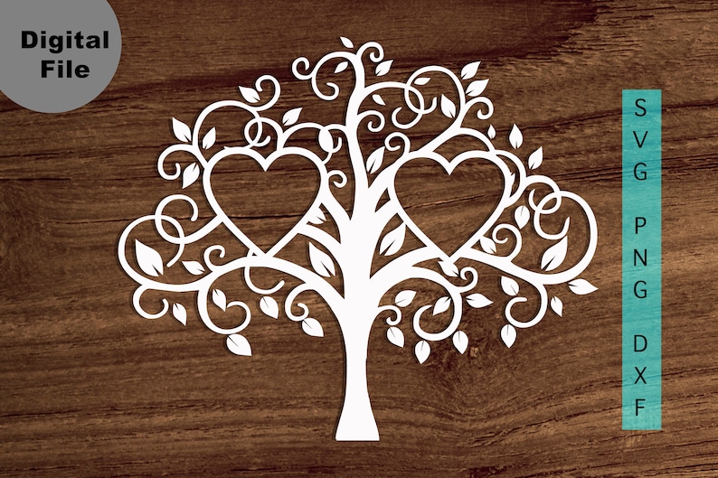 Family Tree 2 Members Svg Family Heart Tree Svg/png/dxf File - Etsy