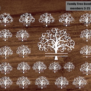 Split Family Tree 3-25 Members Svg Bundle, Family Heart Tree Svg/png ...