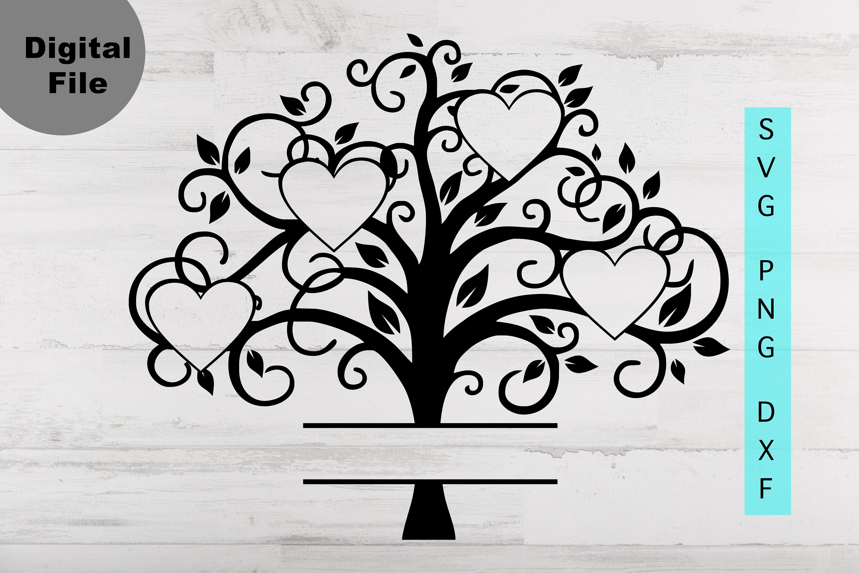 Family Tree 4 Members Svg Family Heart Tree Svg/png.dxf File - Etsy