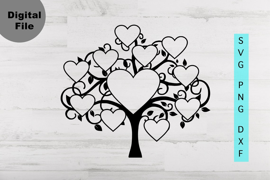 Family Tree 11 Members Svg Family Heart Tree Svg/png.dxf - Etsy
