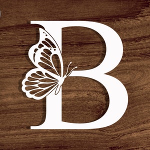 Butterfly Monogram B Frame Svg, Keychain Svg, Single Alphabet With ...