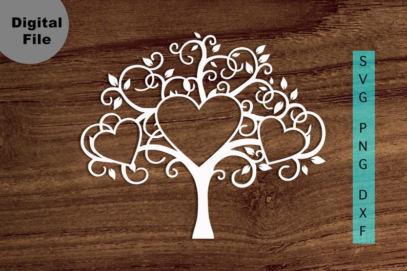 Family Tree 3 Members Svg Family Heart Tree Svg/png.dxf File - Etsy
