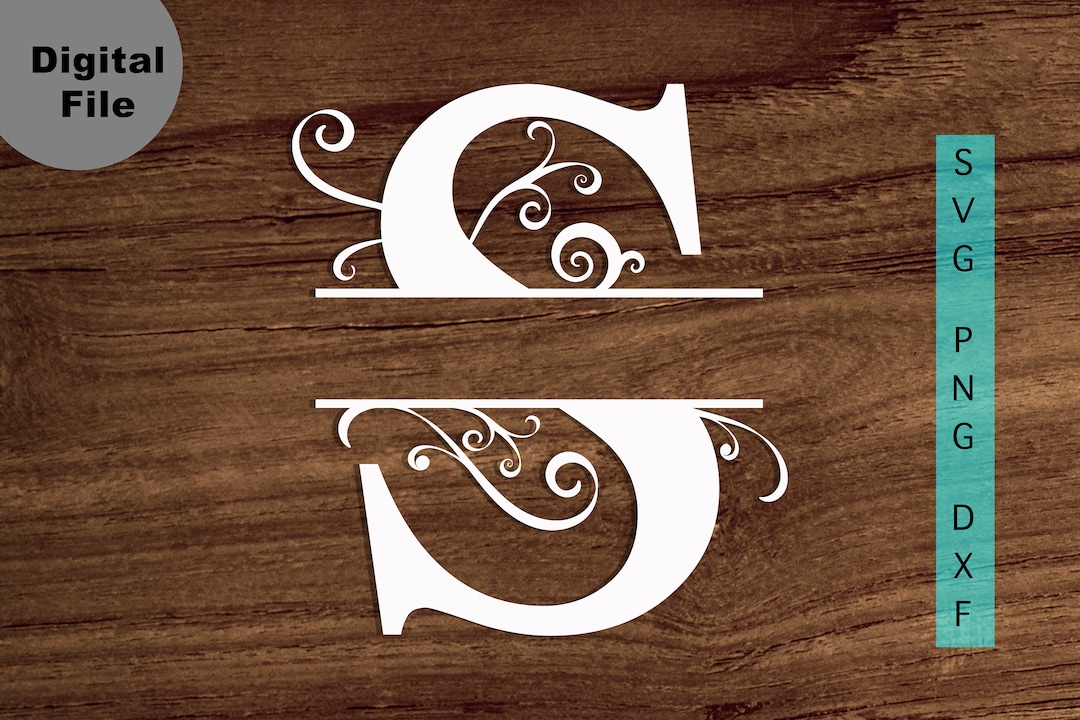 Floral Split Monogram Frame S Svg, Split Letter S Svg/png/dxf File ...