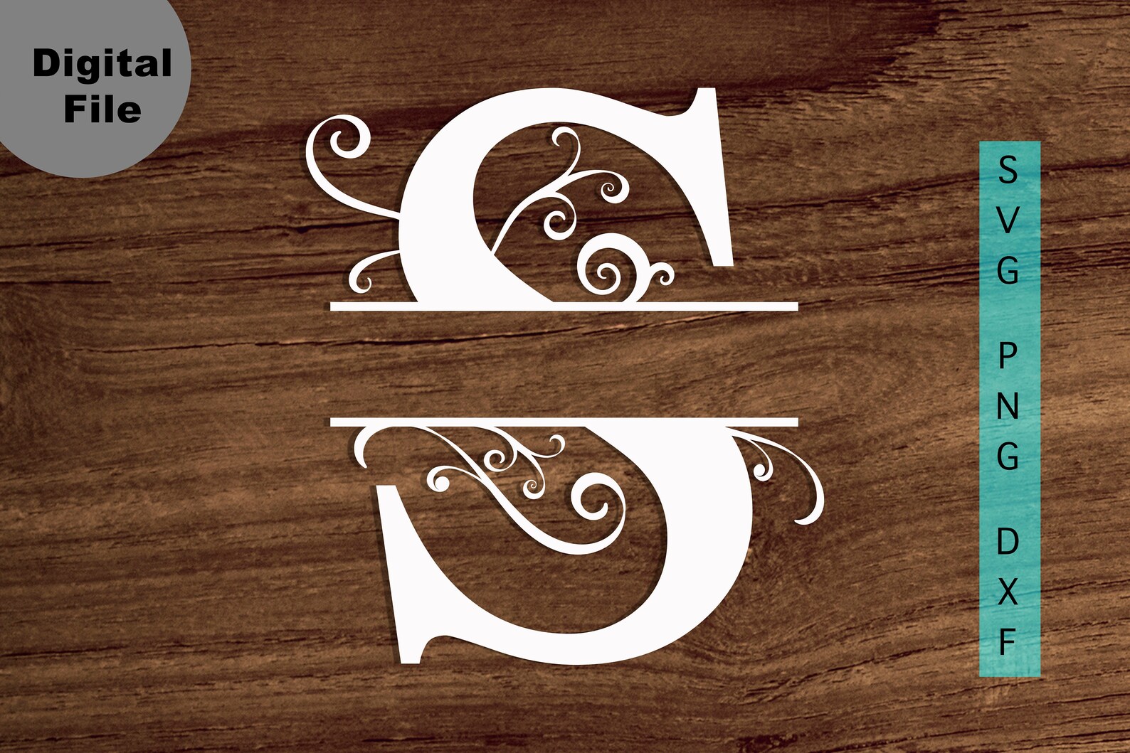 Floral Split Monogram Frame S Svg, Split Letter S Svg/png/dxf File ...