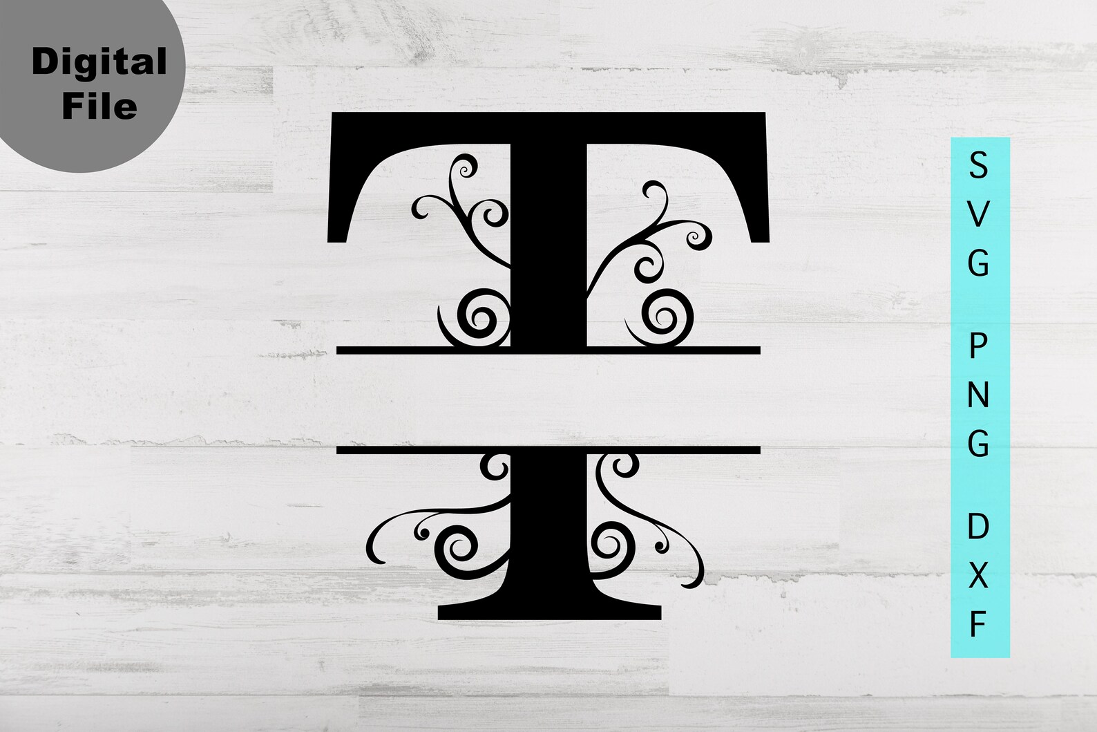Floral Split Monogram Frame T Svg, Split Letter T Svg/png/dxf File ...